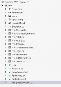 Source Code SPK Weighted Product C Sharp (C#) - TugasAkhir.Id
