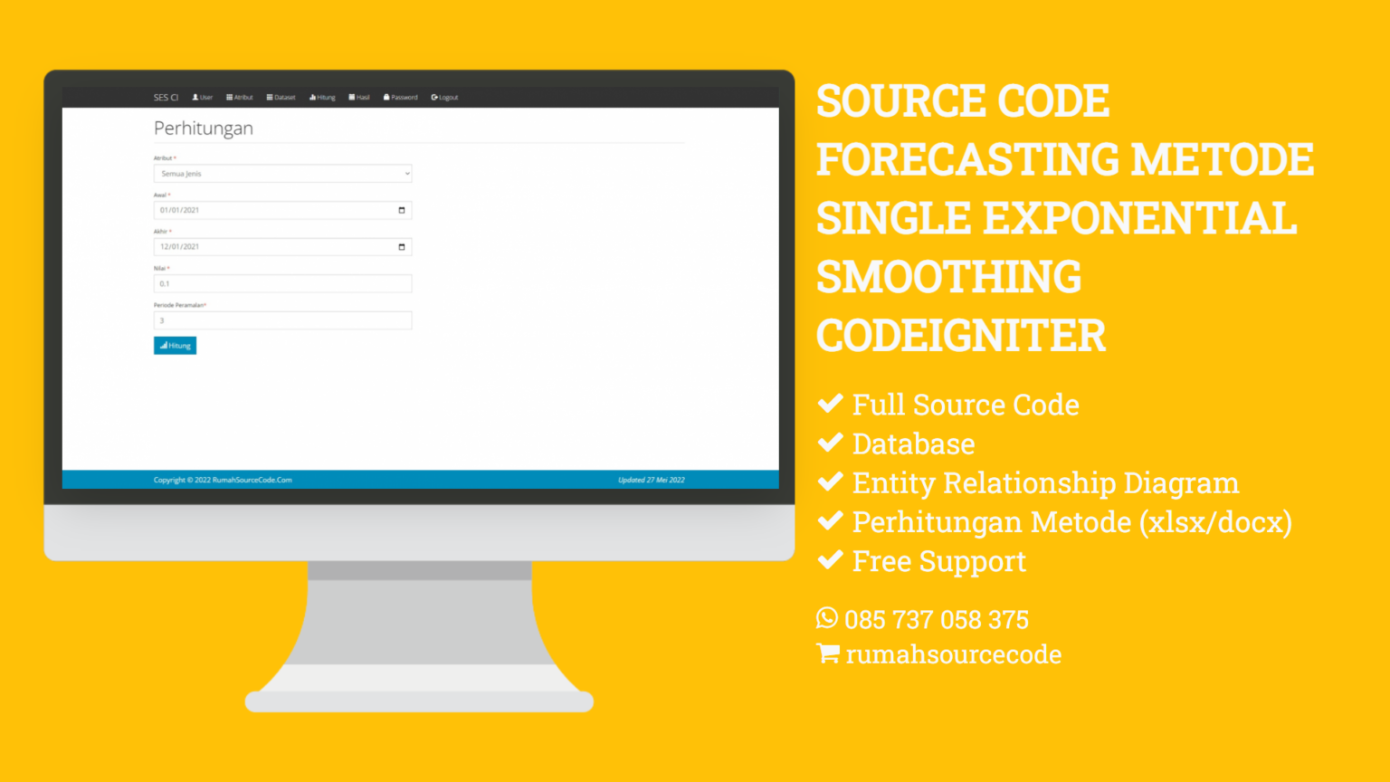 Source Code Single Exponential Smoothing Codeigniter Tugasakhirid